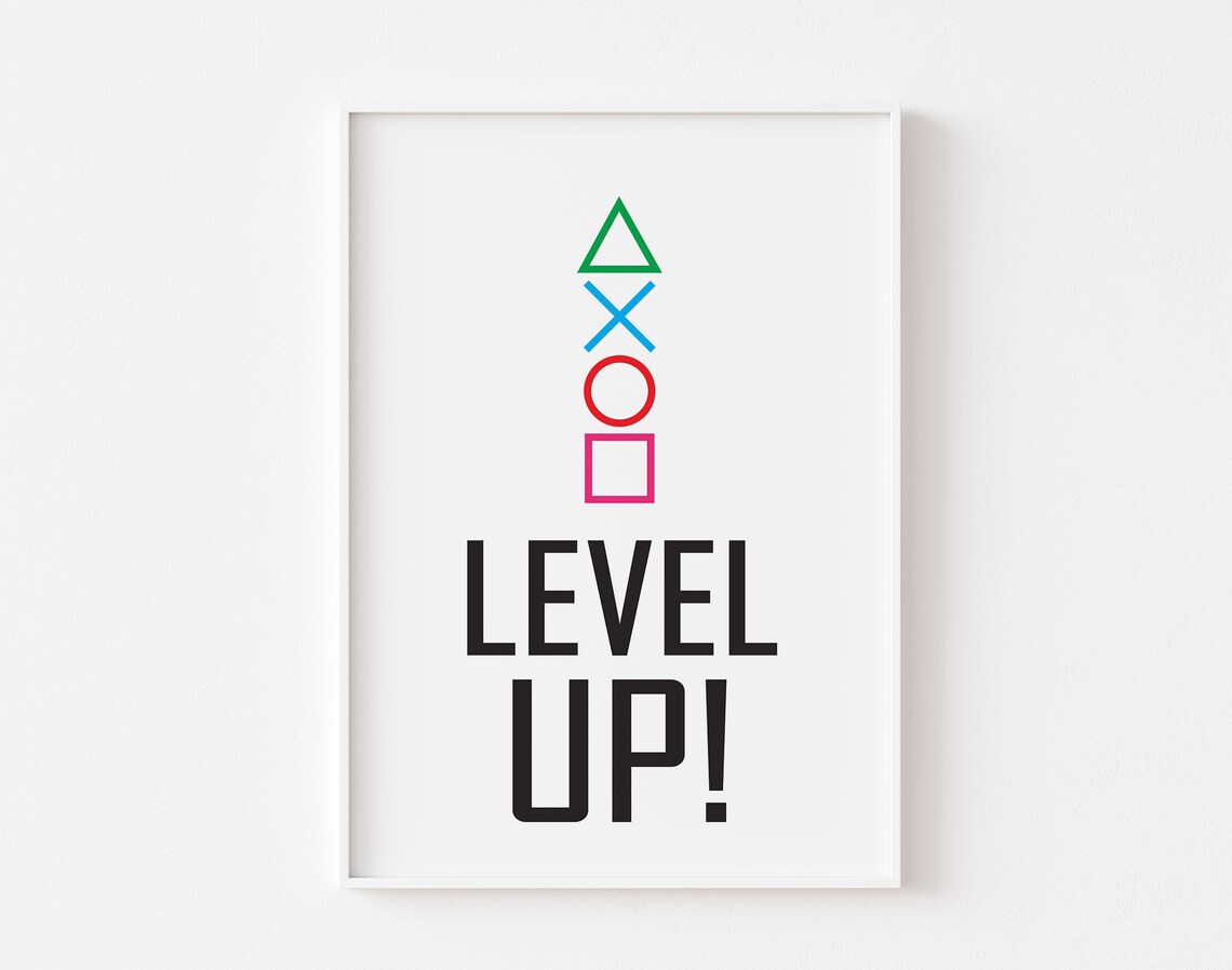 LEVEL UP Gaming Wall Art Print, Gaming Poster, Gamer Wall Art, Game ...