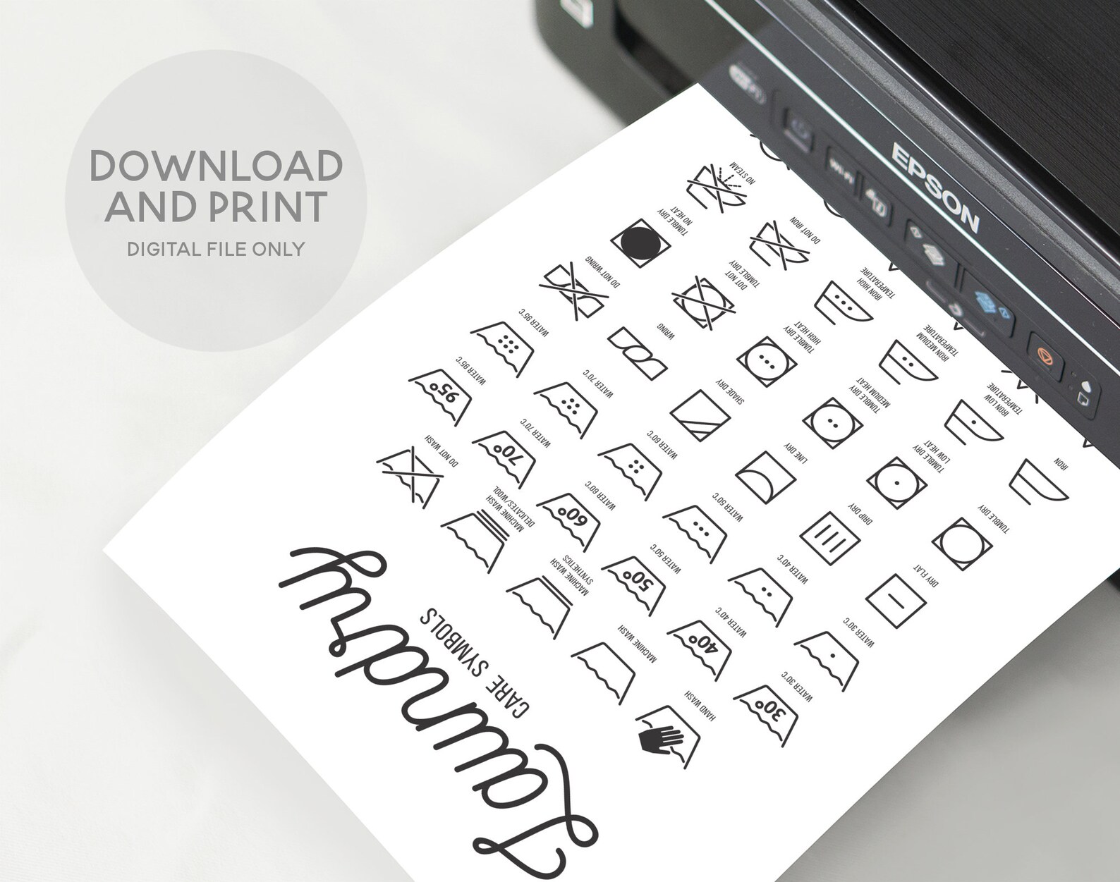 Laundry Symbol Guide, Laundry Room Decor, Washing Symbols, Utility Room ...
