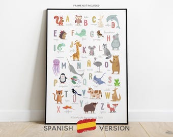 Spanish Animal Alphabet Poster - Etsy