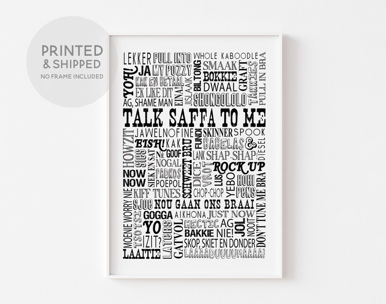 South African Words and Phrases Print SAFFA Slang Poster | Etsy