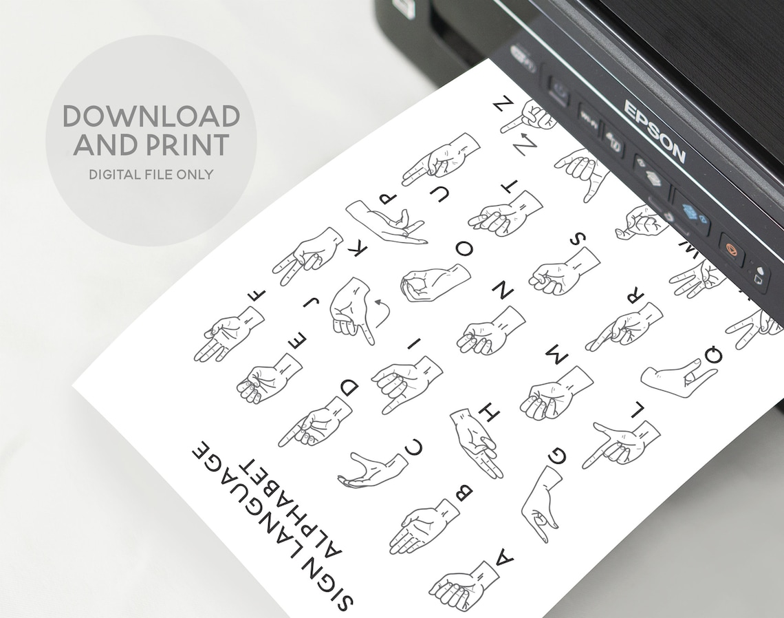 ASL Sign Language Print Sign Language Alphabet Signing | Etsy