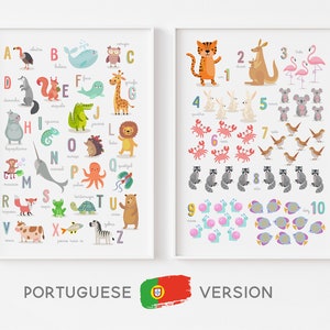 PORTUGUESE Animal Alphabet and Numbers Print Set PORTUGUESE - Etsy