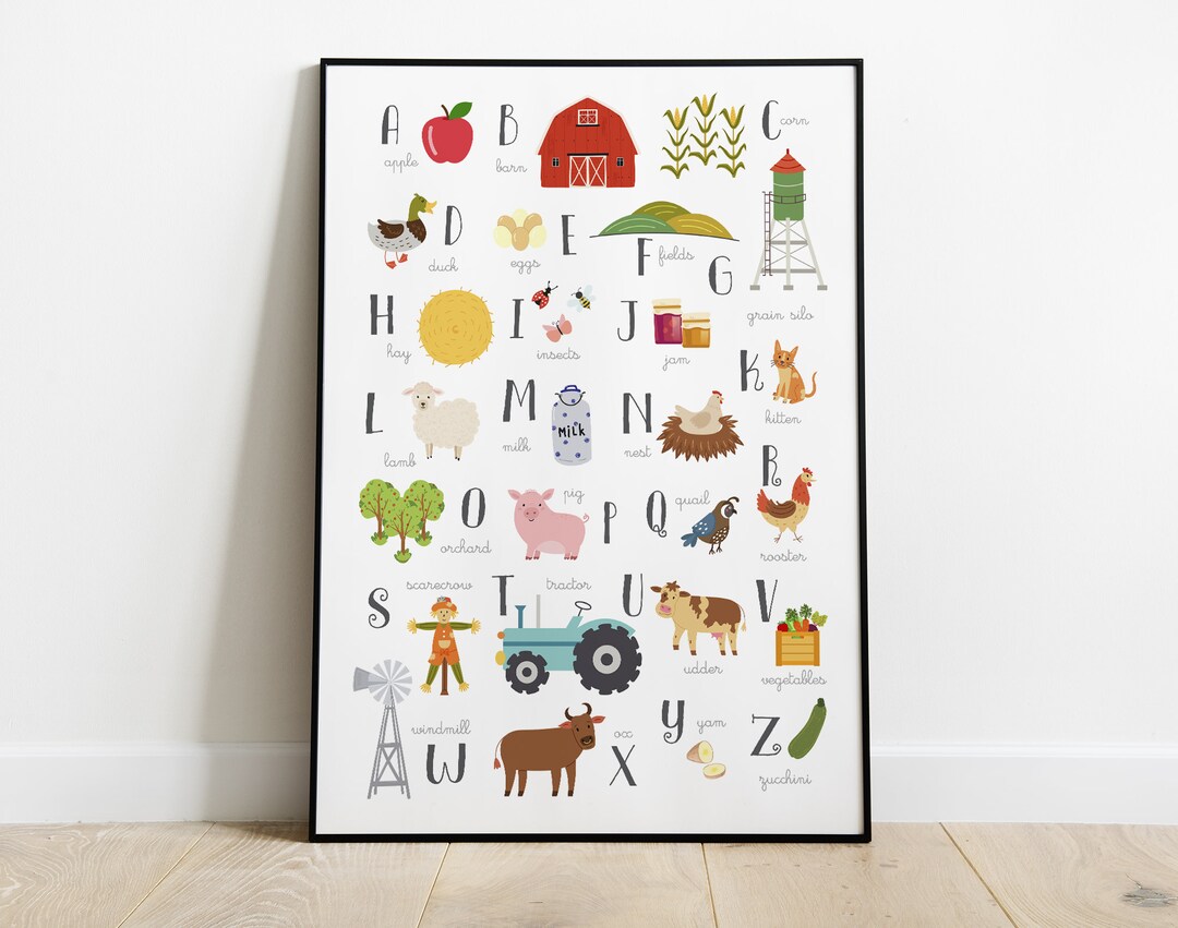 Farm Alphabet Print, Personalised Farm ABC, ABC Poster, Nursery Wall ...