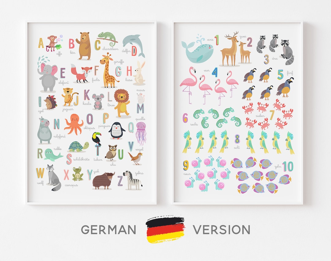 GERMAN Animal Alphabet and Numbers Print Set GERMAN ABC and - Etsy