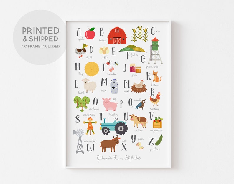 Farm Alphabet Print, Personalised Farm ABC, ABC Poster, Nursery Wall ...