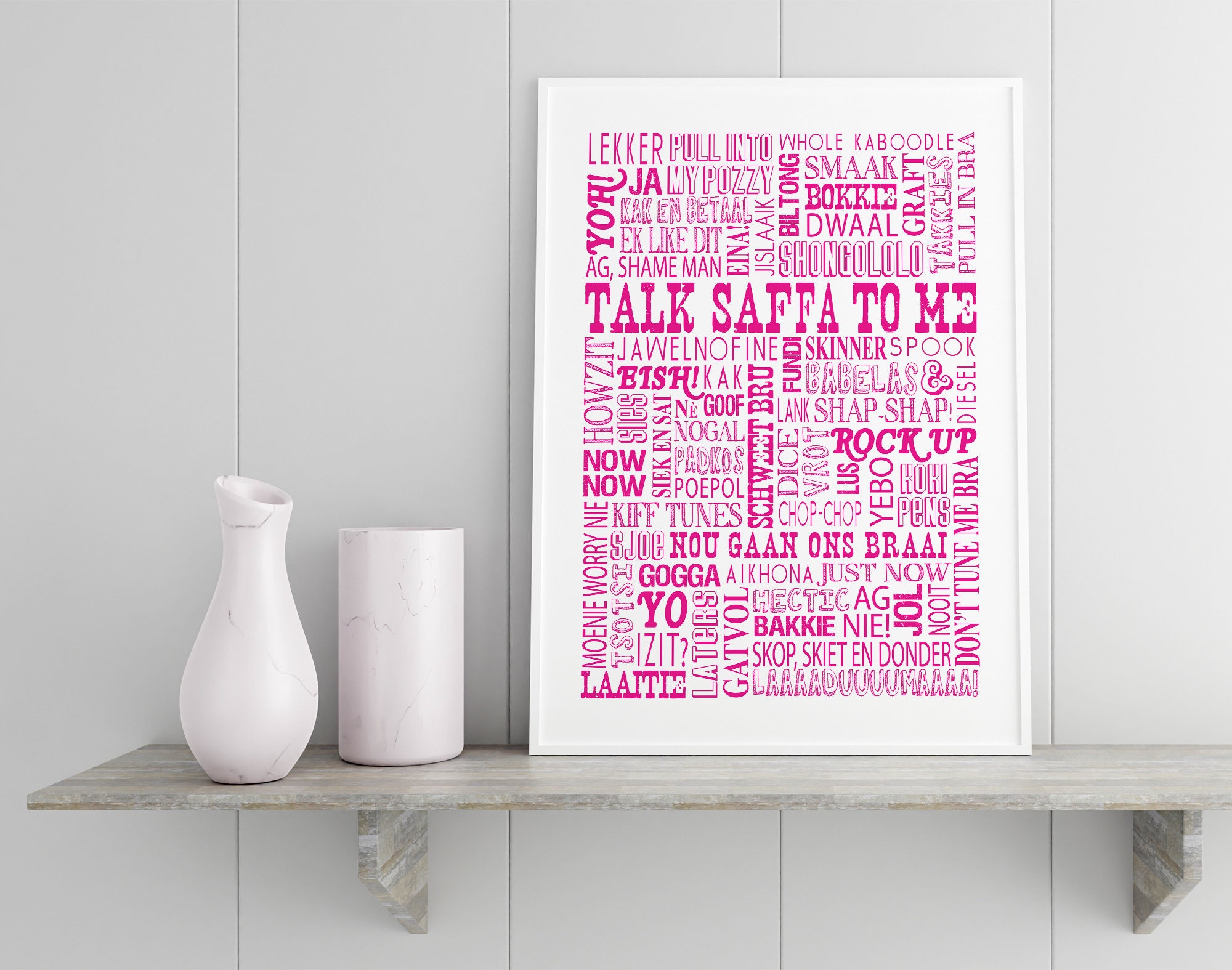 South African Words and Phrases Print, SAFFA Slang Poster, South ...