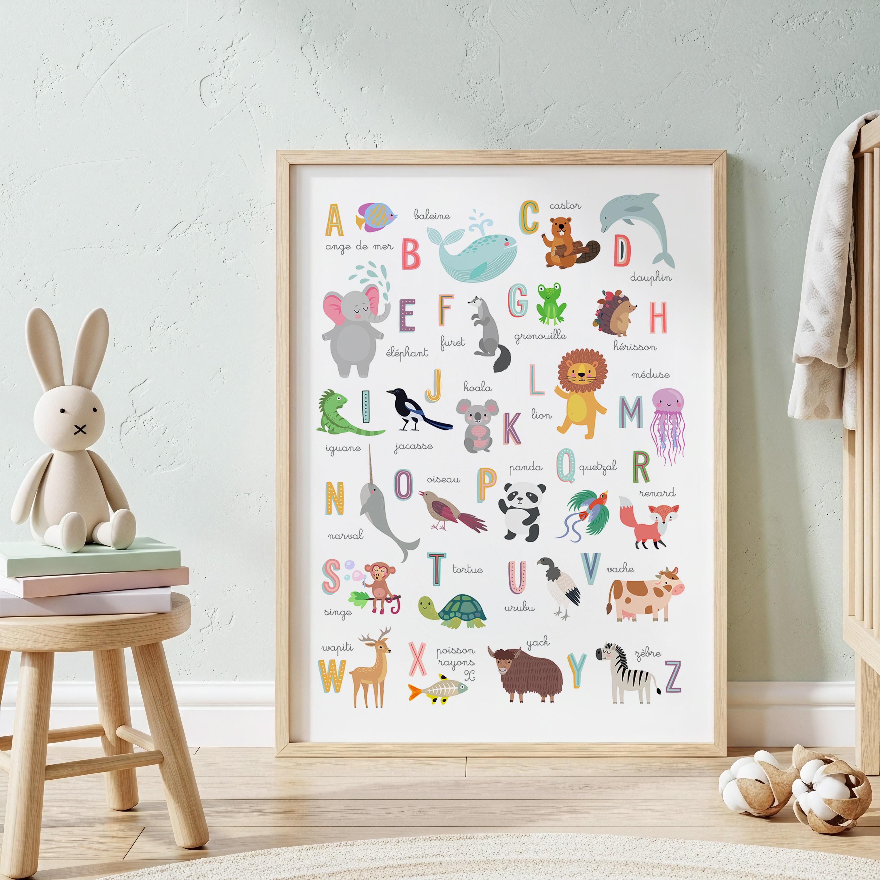 Personalised French ABC Animal Print | Animal Alphabet Poster | Nursery ...