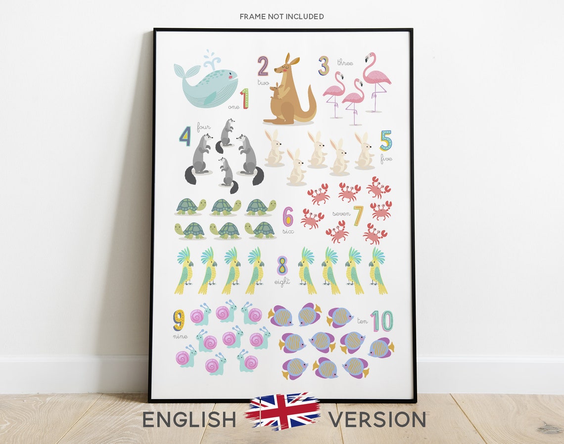 Animal Numbers Print, Counting Poster, 123 Poster, Classroom Décor ...