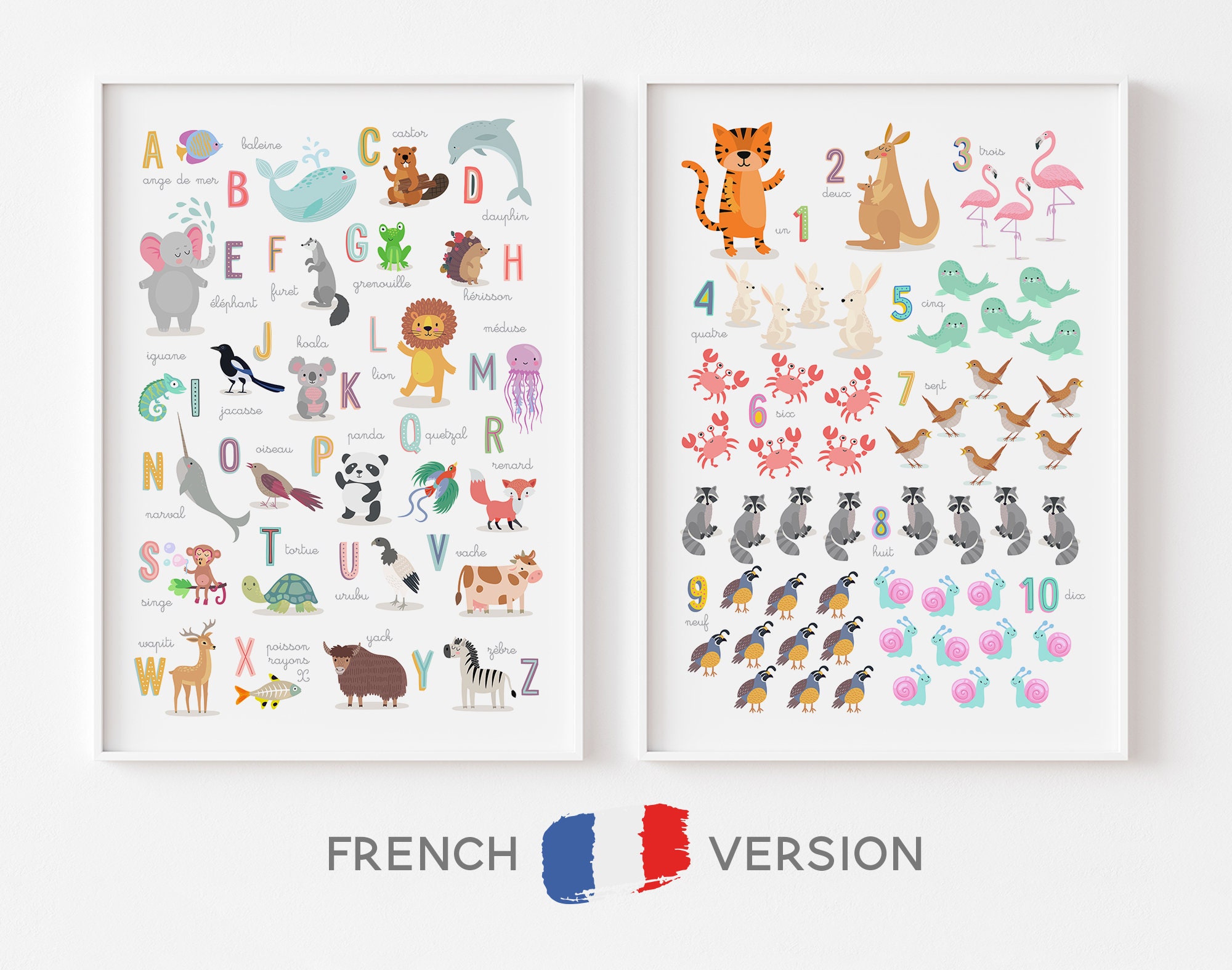 FRENCH ABC and Counting Poster Set, Nursery Wall Art, Nursery Décor ...