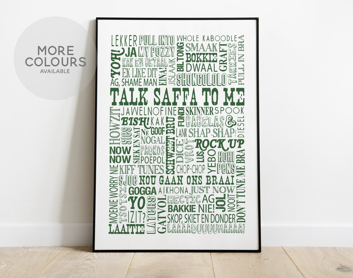 South African Words and Phrases Print SAFFA Slang Poster - Etsy UK