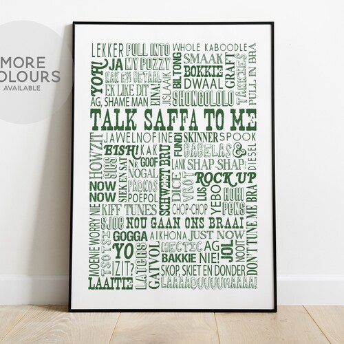 South African Words and Phrases Print SAFFA Slang Poster | Etsy