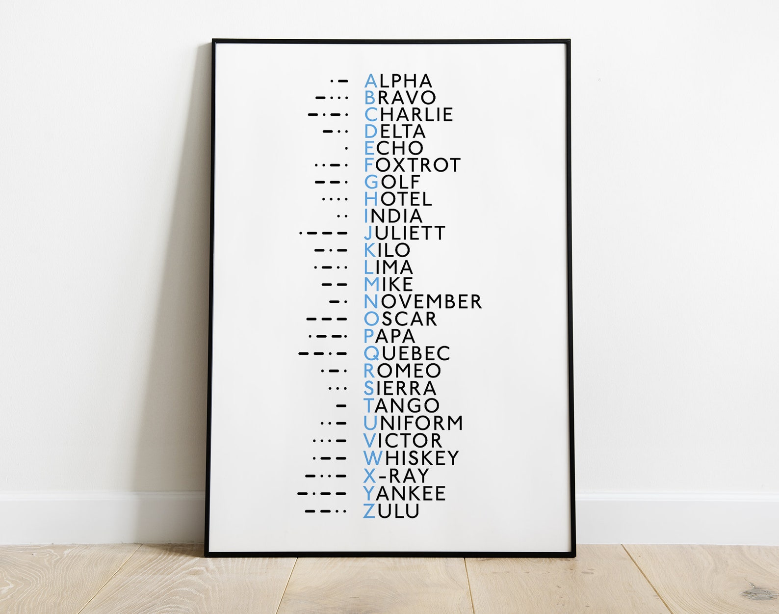 Morse Code and Phonetic Alphabet Print, Military Alphabet, NATO, ICAO ...