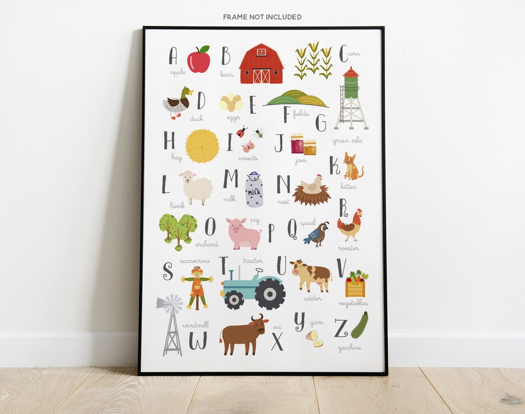 Farm Alphabet Print, Personalised Farm ABC, ABC Poster, Nursery Wall ...