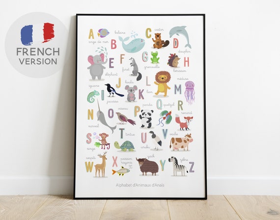 FRENCH Animal Alphabet Personalised Animal ABC ABC Poster - Etsy