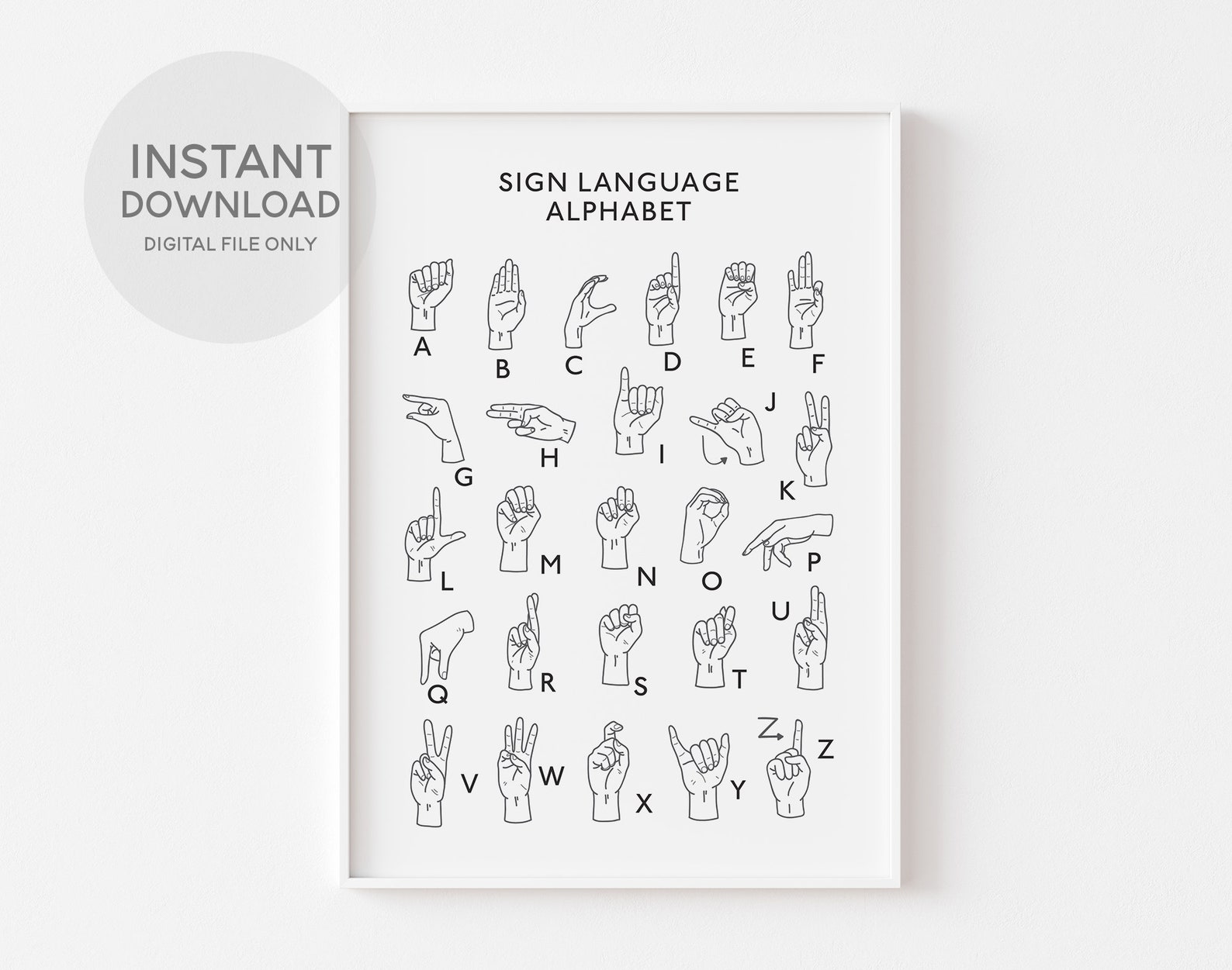 ASL Sign Language Print, Sign Language Alphabet, Signing Alphabet ...