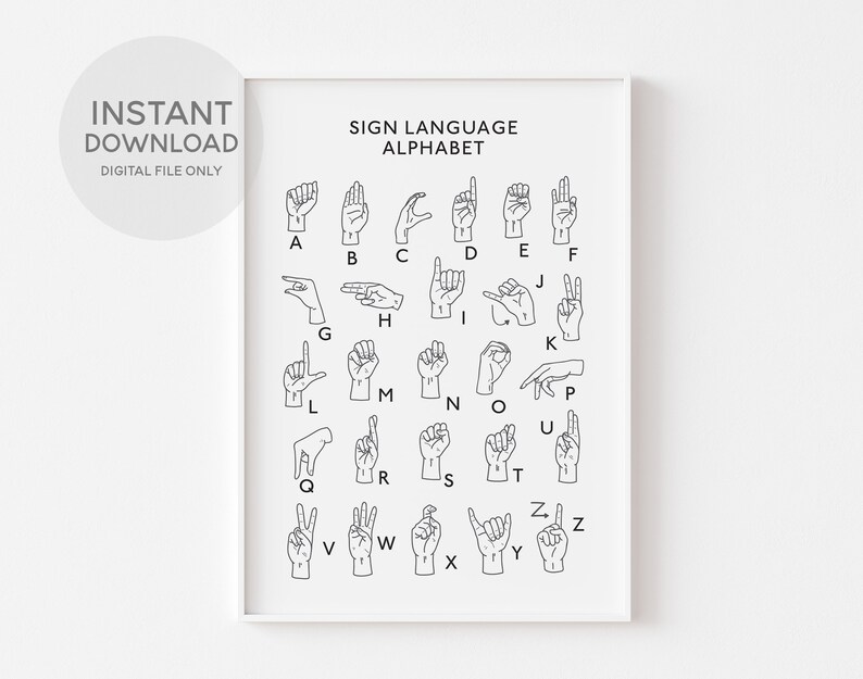 ASL Sign Language Print, Sign Language Alphabet, Signing Alphabet ...