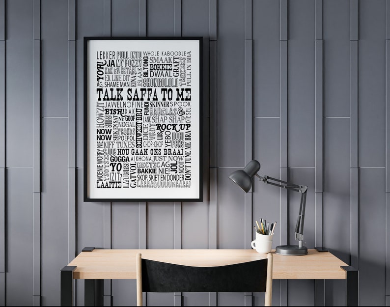 South African Words and Phrases Print, SAFFA Slang Poster, South ...