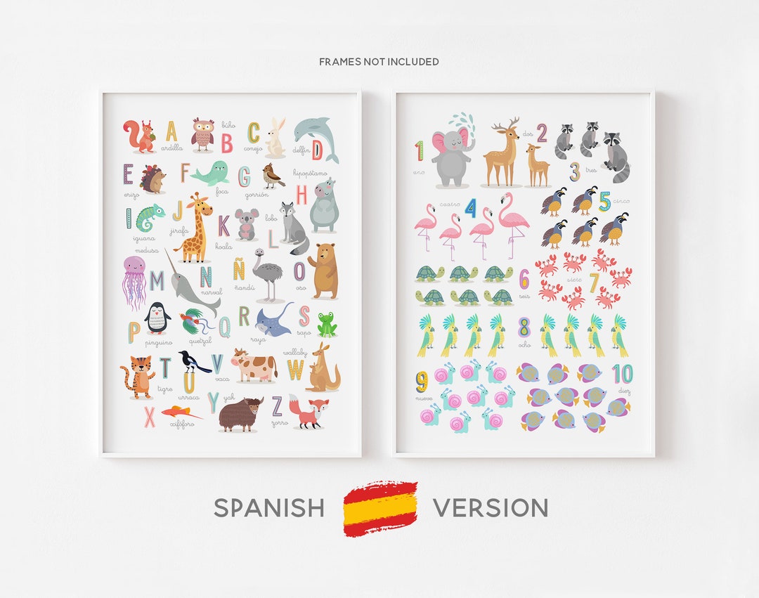 SPANISH ABC and Counting Poster Set, SPANISH Animal Alphabet and ...