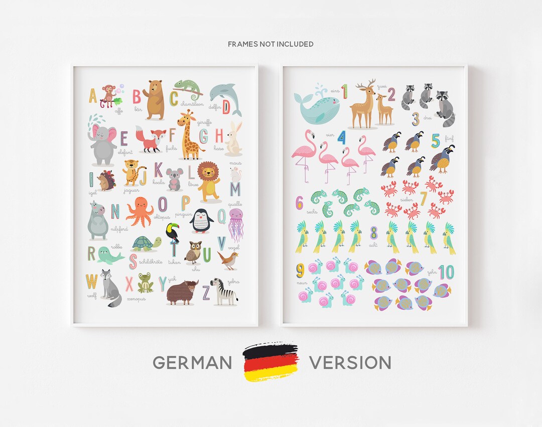 GERMAN Animal Alphabet and Numbers Print Set, GERMAN ABC and Counting ...
