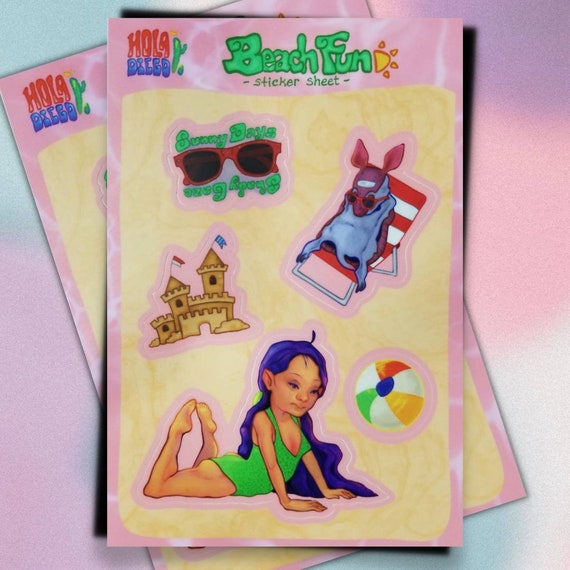 Sticker Sheet Beach Fun / Collectible Art Stickers for - Etsy