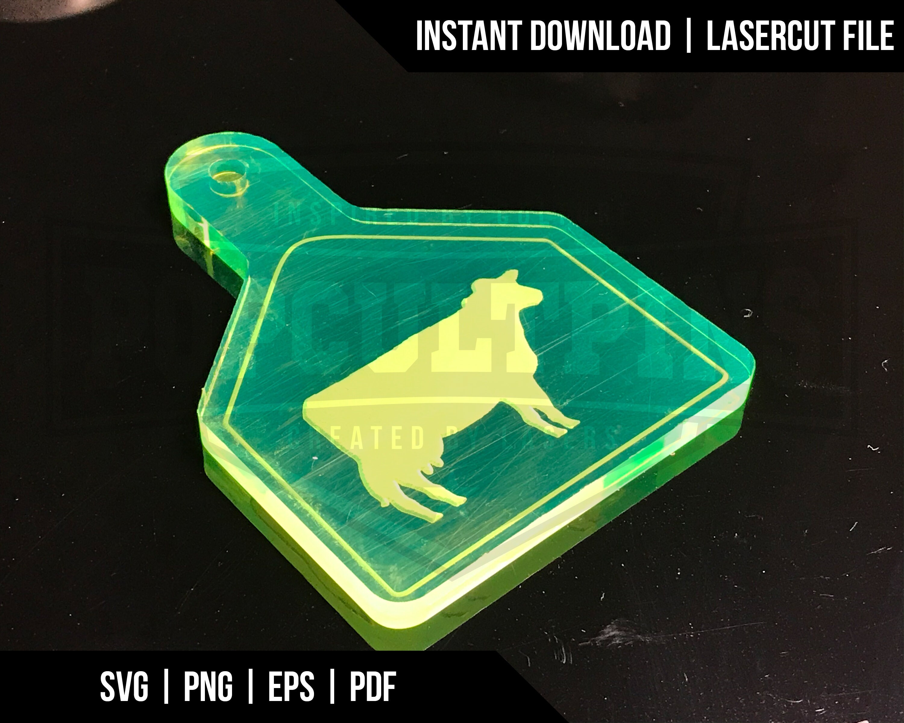 Cow Ear Tag Keychain Livestock Key Fob - Digital Download - Glowforge ...