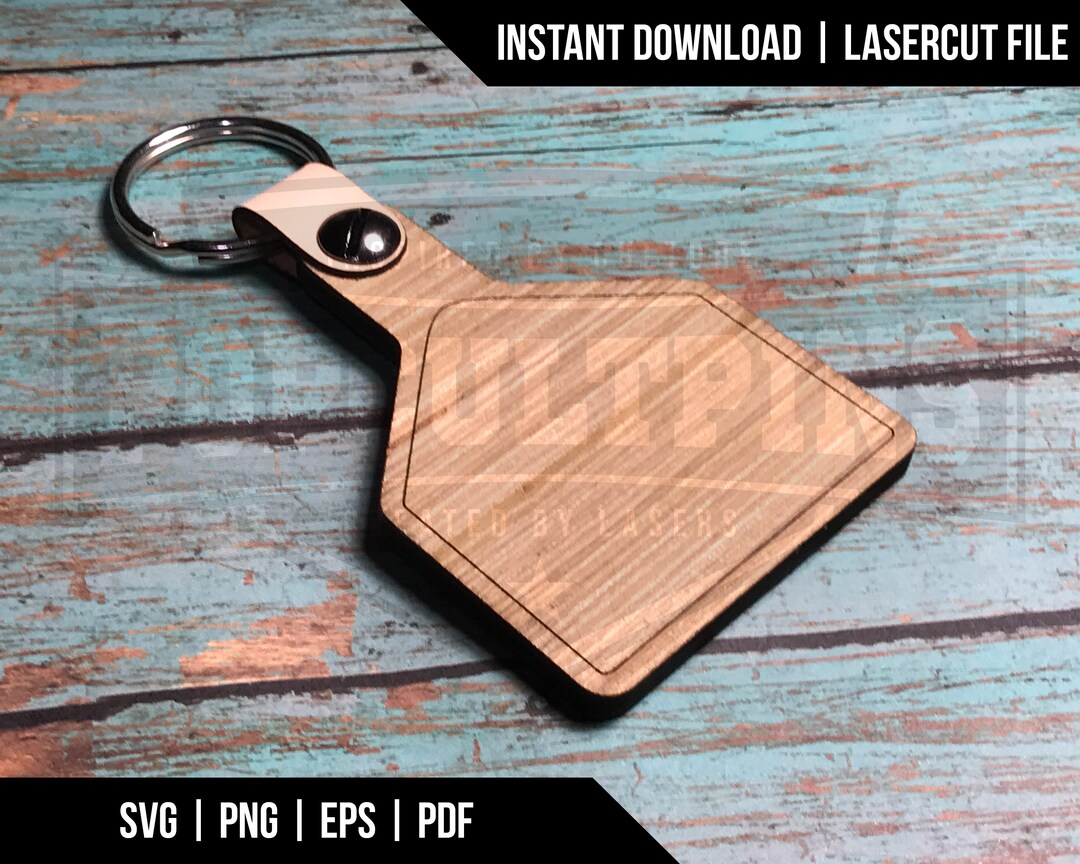 Cow Ear Tag Keychain Livestock Key Fob - Digital Download - Glowforge ...