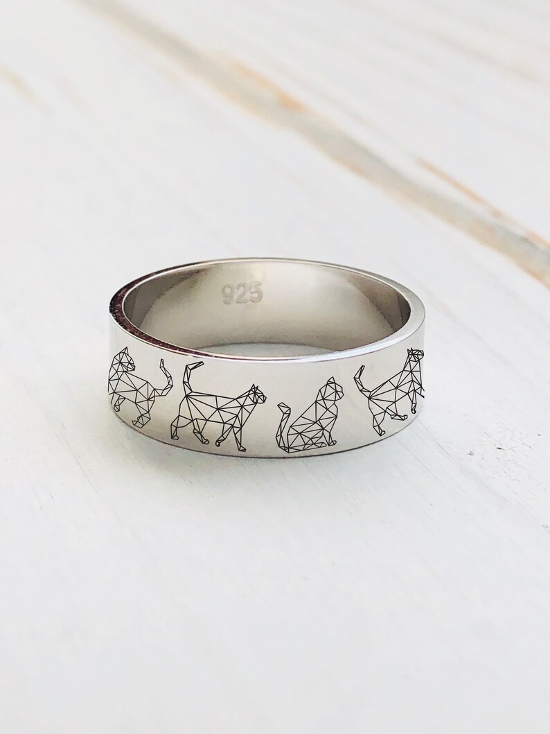 6mm CAT Sterling Silver Band Ring/ 925 Sterling Silver Band - Etsy