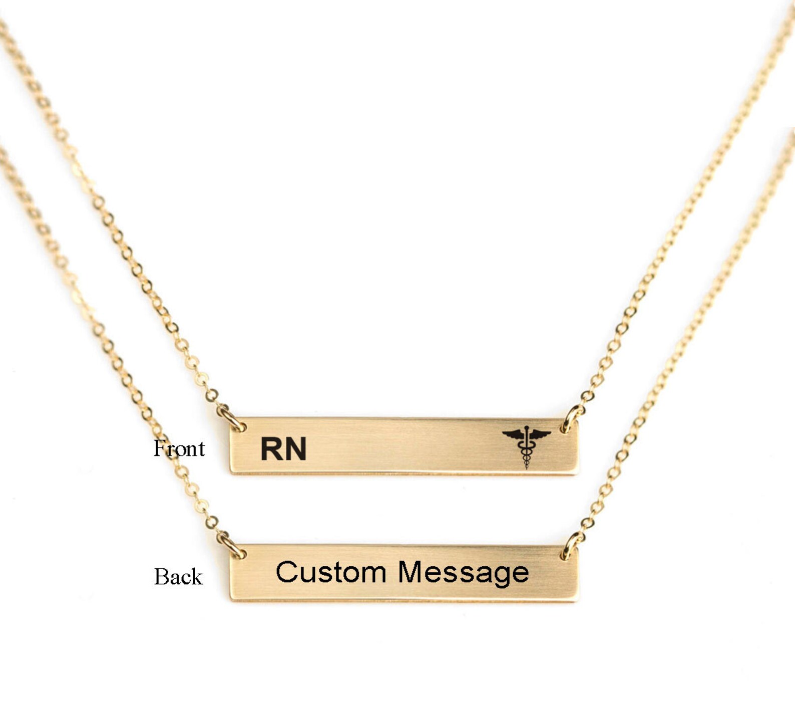 RN Number Sterling Silver Bar Necklace/personalized Name ID/ - Etsy