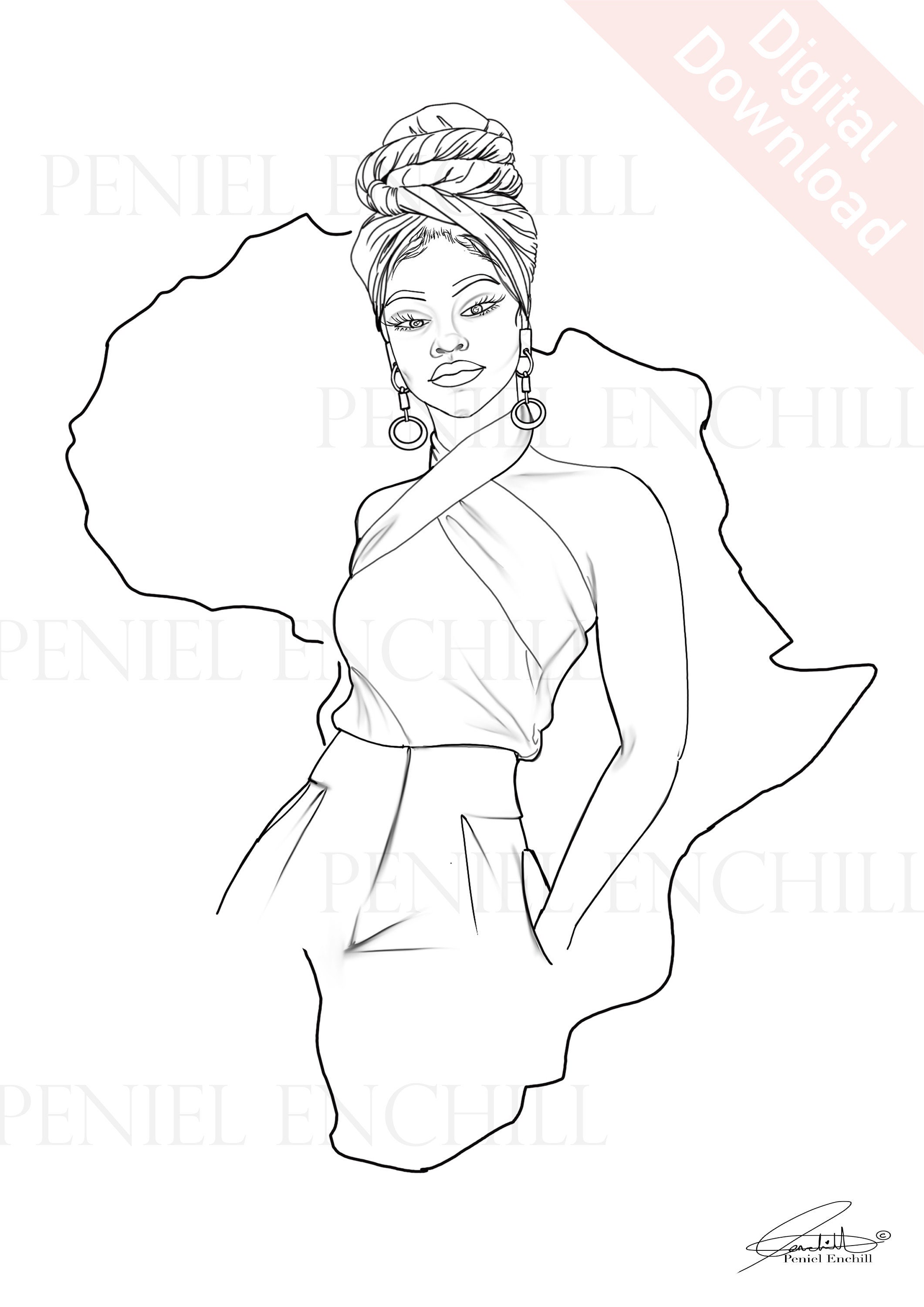 Halter Wrap Digital Colouring Page - Etsy