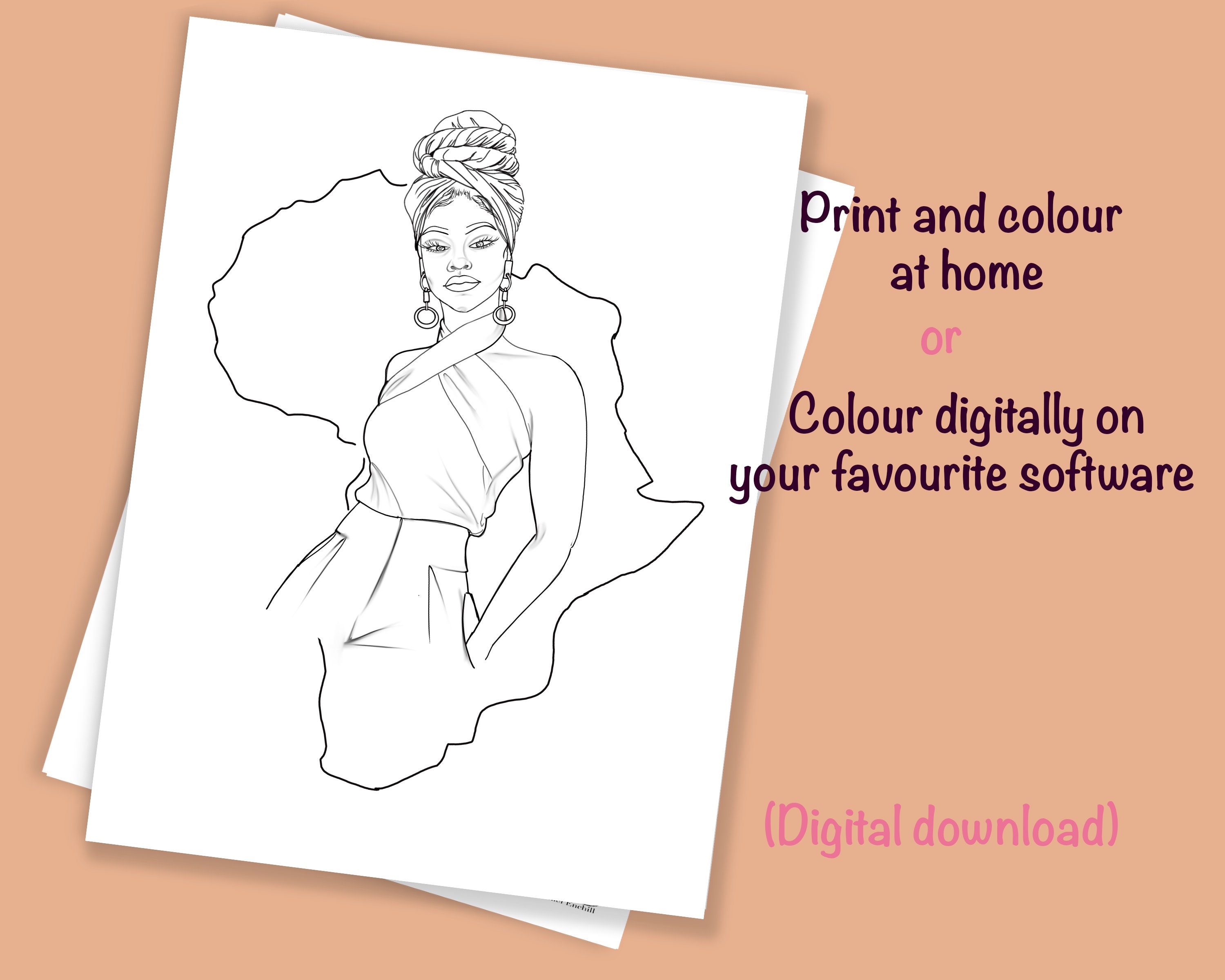 Halter Wrap Digital Colouring Page - Etsy