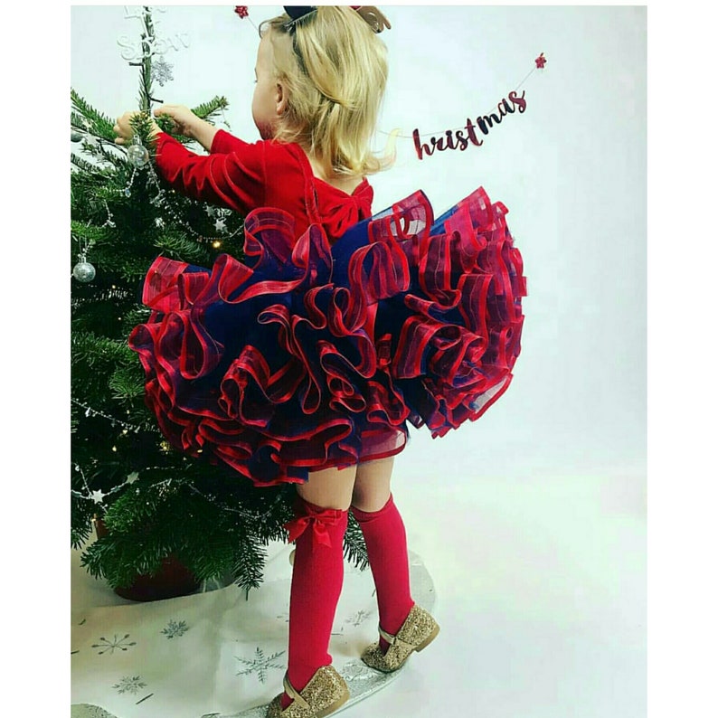 Christmas Navy & Red Ribbon Edge Tutu - Etsy