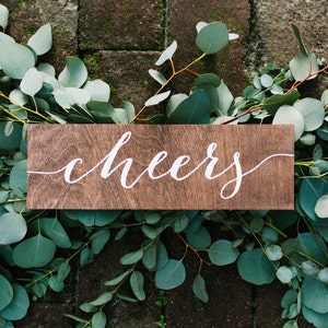 Cheers Sign, Wedding Cheers Sign, Wedding Bar Sign, Bar Sign, Wood ...
