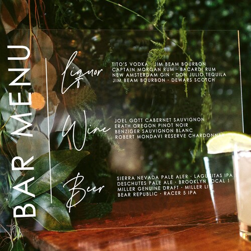Modern Minimalist Bar Menu Sign Template Wedding Cocktail - Etsy