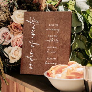 Wedding Schedule Sign, Wood Wedding Timeline Sign, Wedding Events Sign ...