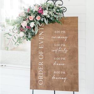 Wedding Schedule Sign, Wood Wedding Timeline Sign, Wedding Order of ...