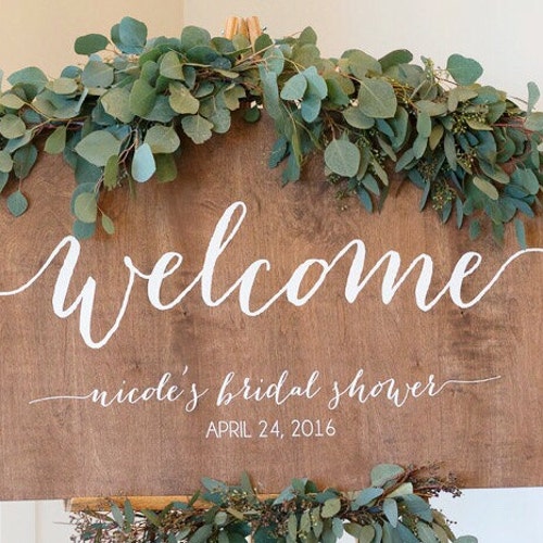 Bridal Shower Welcome Sign Rustic Wood Wedding Sign - Etsy