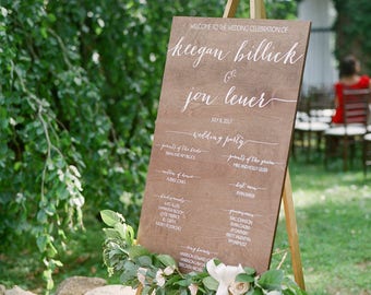 Custom Wedding Bridal Party Elegant Gold Program Sign Wedding - Etsy