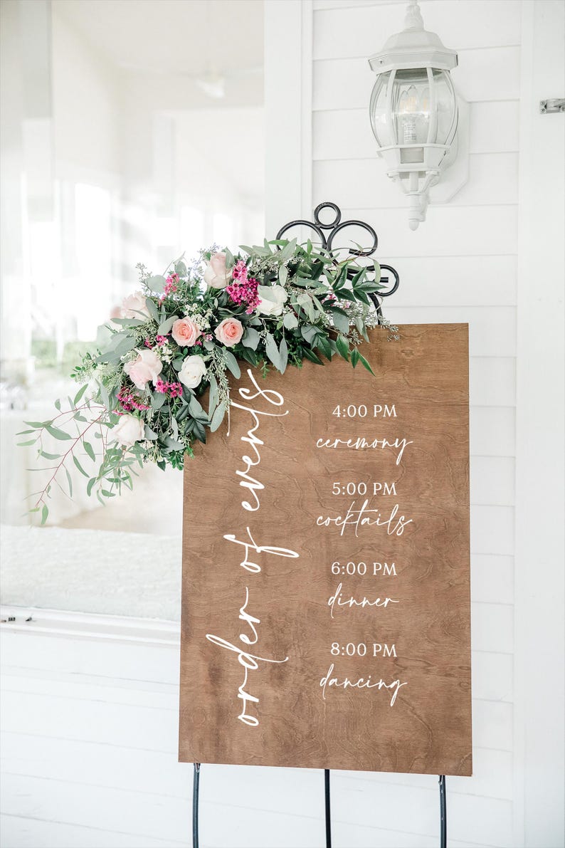 Wedding Schedule Sign, Wood Wedding Timeline Sign, Wedding Order of ...