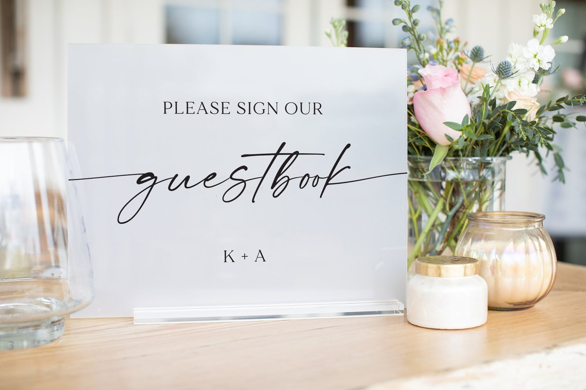 Guestbook Sign, Modern Acrylic Guest Book Sign, Wedding Guestbook Sign ...