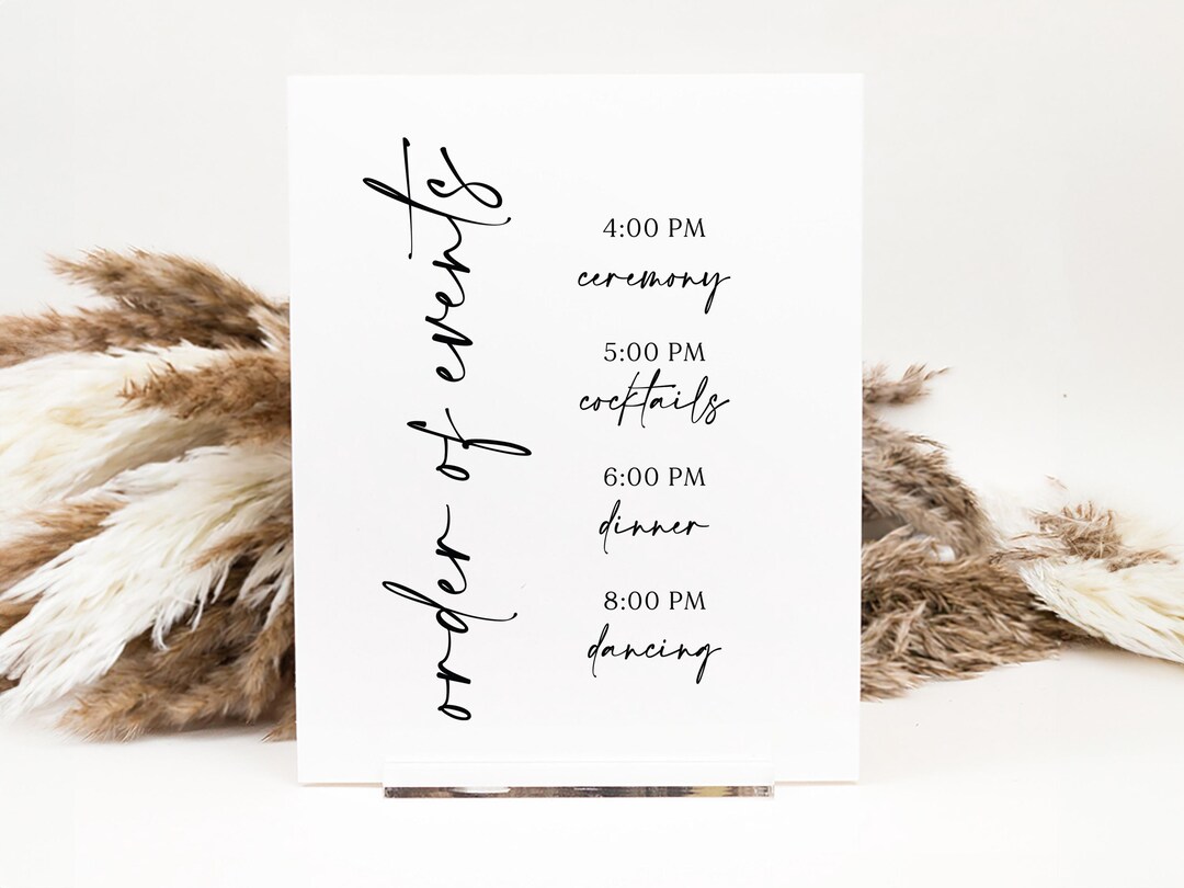 Wedding Schedule Sign, Acrylic Wedding Timeline Sign, Order of Events ...