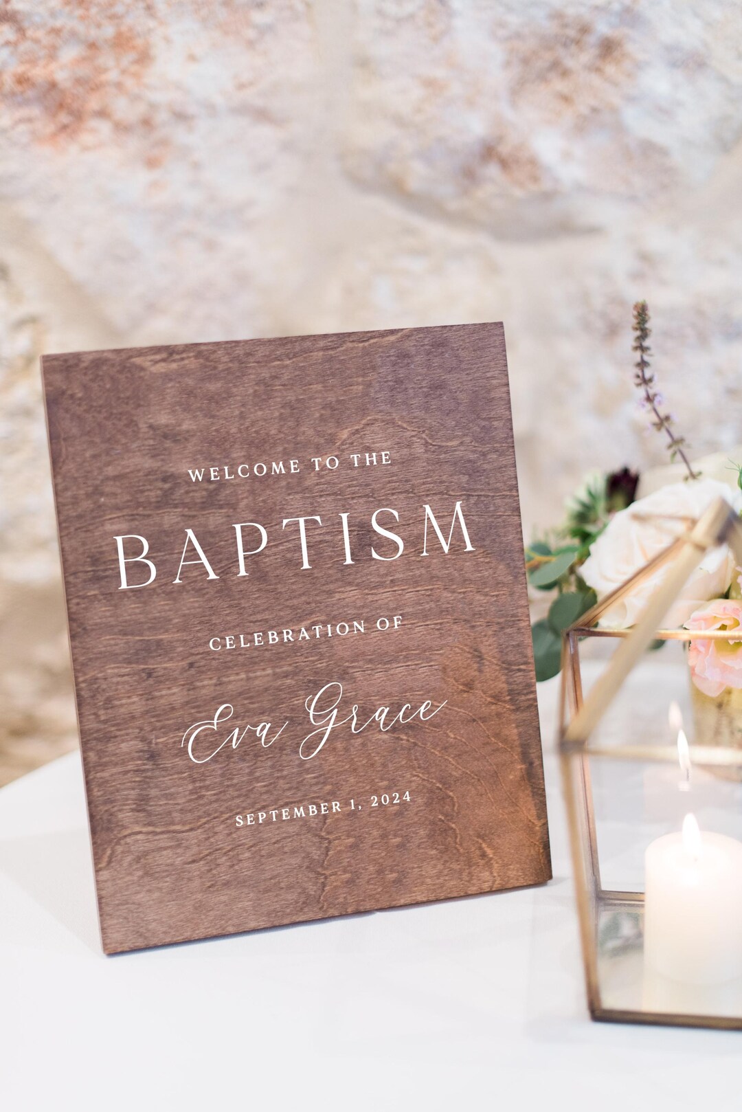 Baptism Sign, Wood Baptism Sign, Baptism Signs, Christening Sign Decor ...