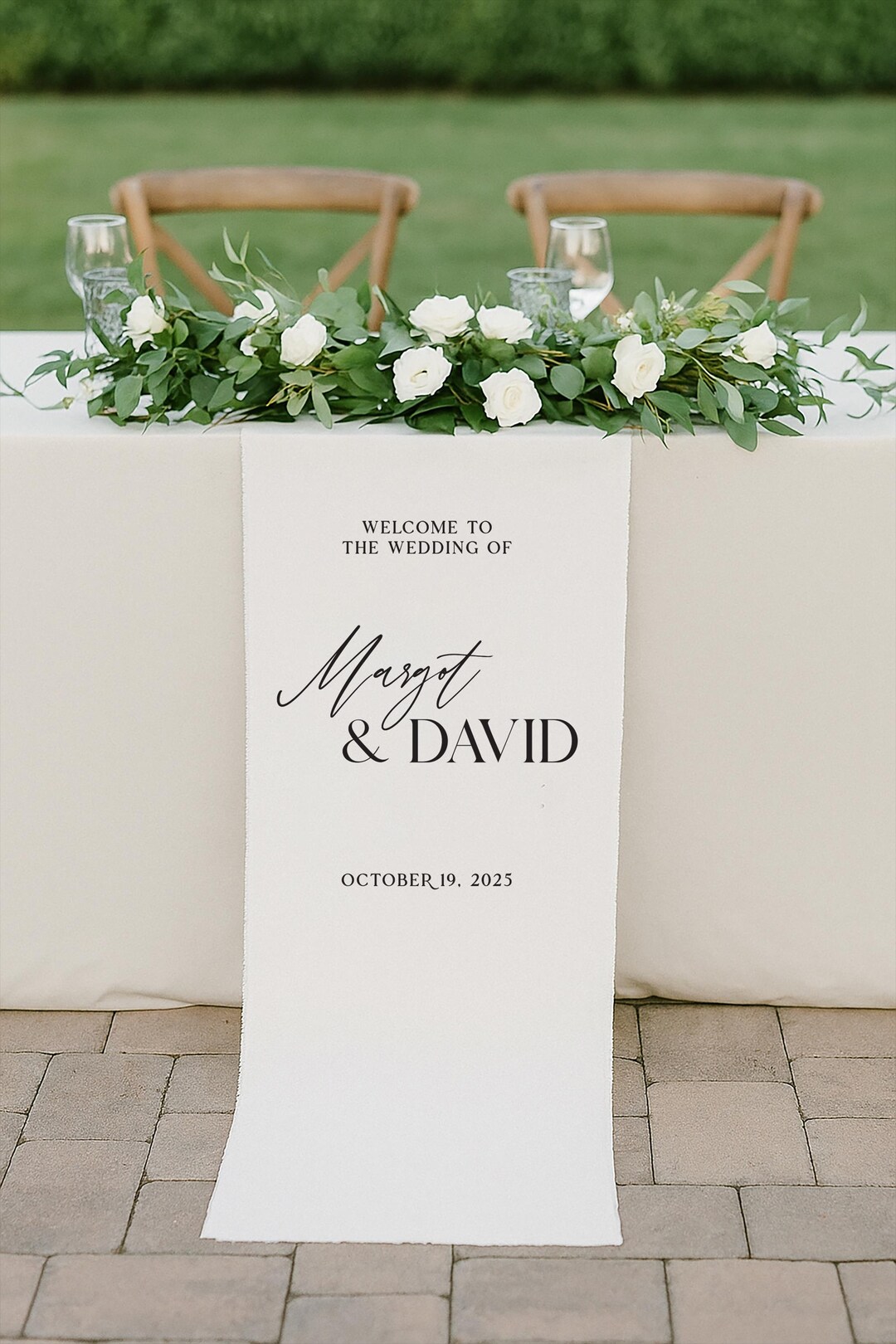 Linen Wedding Sign, Custom Fabric Welcome Banner, Modern Wedding Decor ...