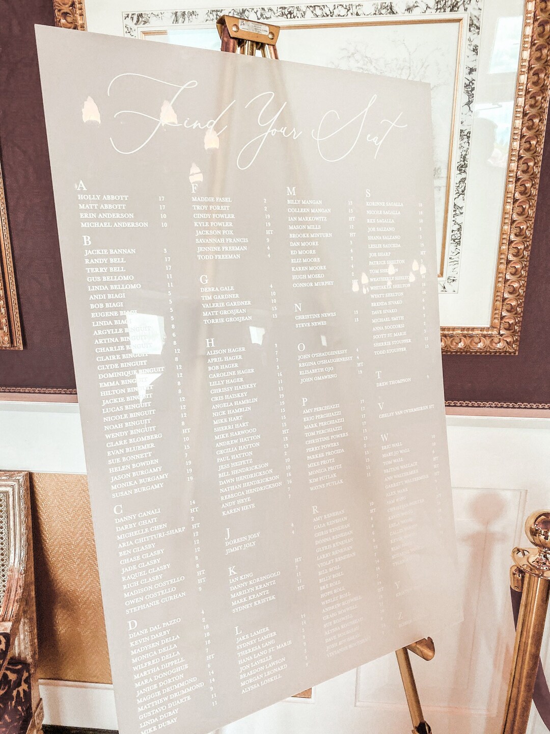 Wedding Seating Chart Sign, Acrylic Escort Boards, Seating Board ...