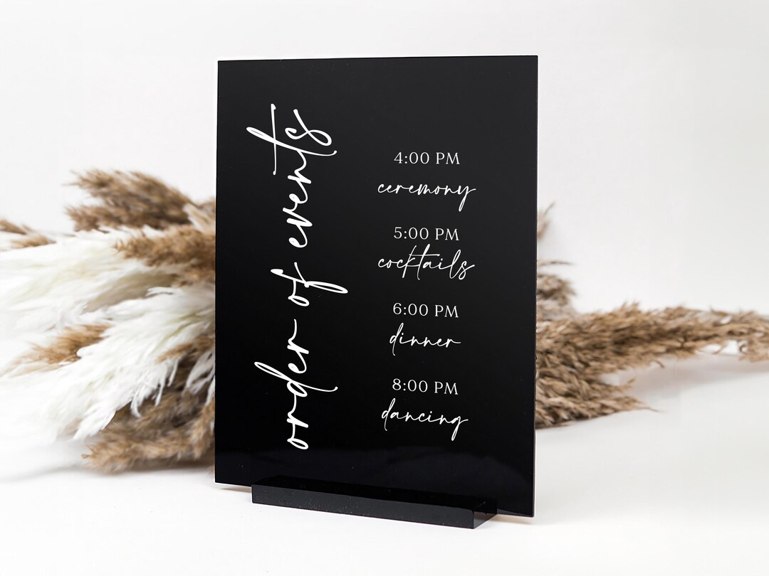 Wedding Schedule Sign, Acrylic Wedding Timeline Sign, Order of Events ...