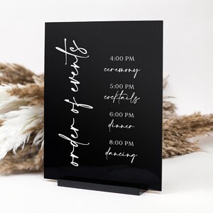 Wedding Schedule Sign, Acrylic Wedding Timeline Sign, Order of Events ...