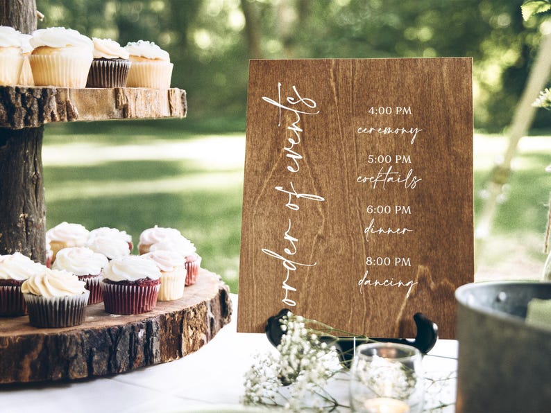Wedding Schedule Sign, Wood Wedding Timeline Sign, Wedding Order of ...