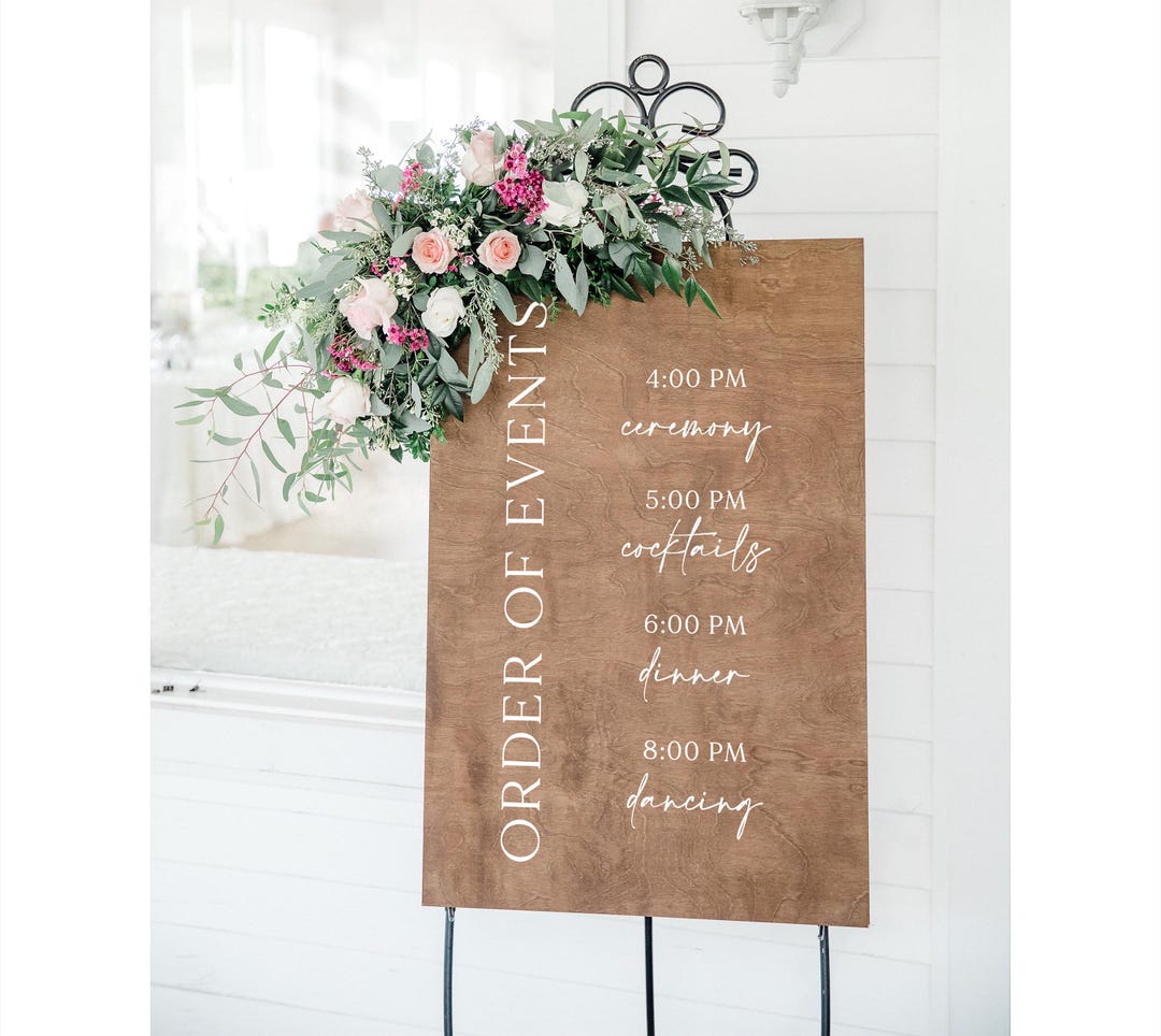 Wedding Schedule Sign, Wood Wedding Timeline Sign, Wedding Events Sign ...