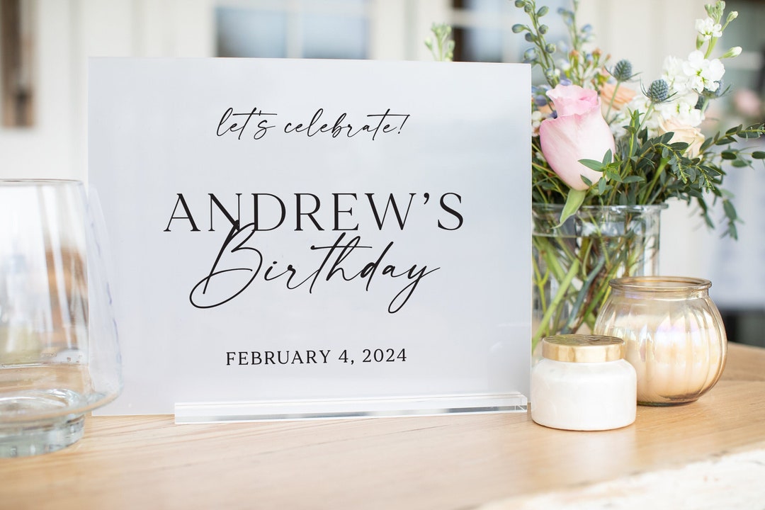 Acrylic Birthday Sign, Hanging Modern Birthday Sign, Modern Birthday ...