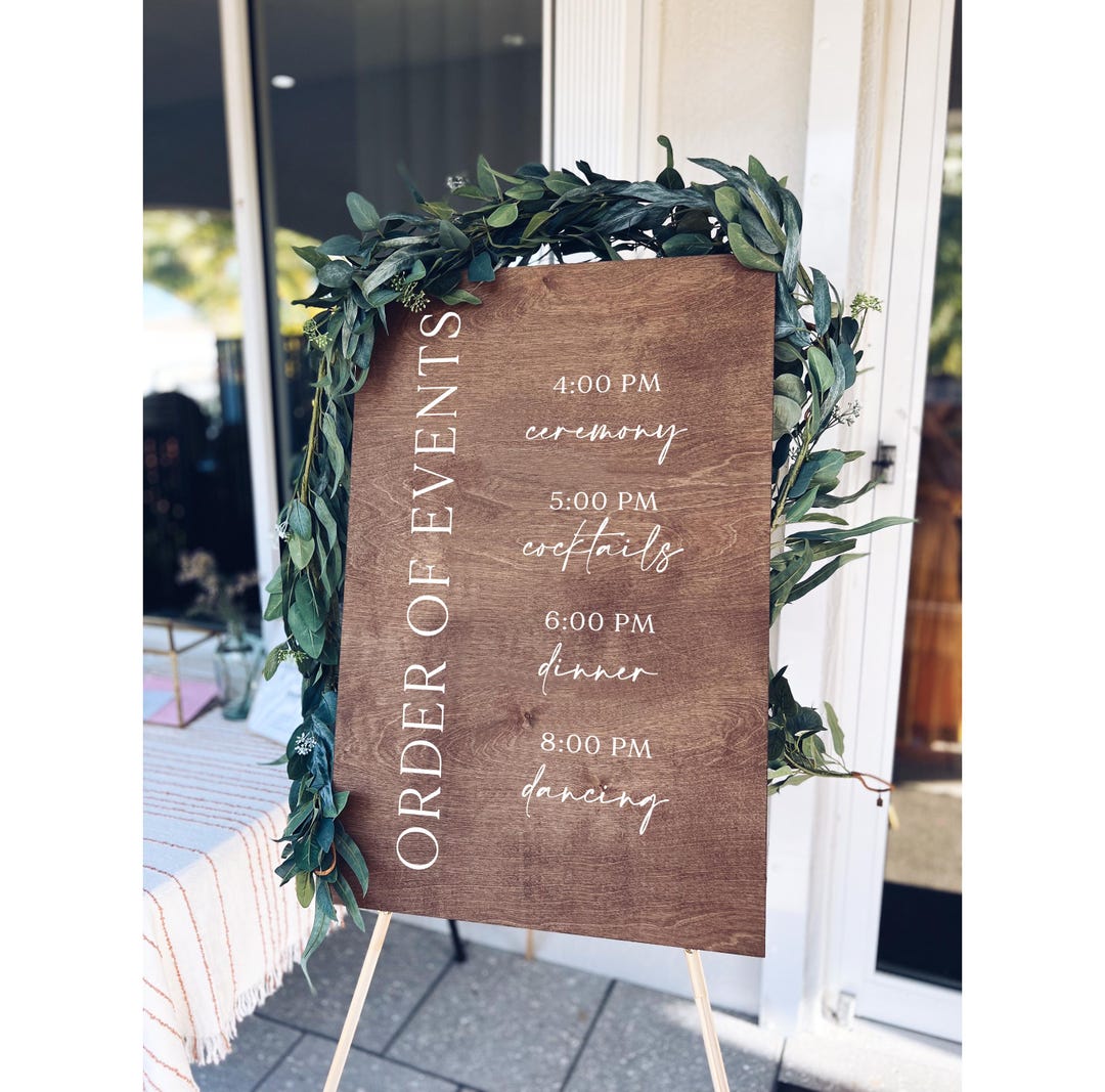 Wedding Schedule Sign, Wood Wedding Timeline Sign, Wedding Events Sign ...