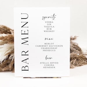 Bar Menu Sign, Acrylic Wedding Bar Menu, Signature Drink Sign, Wedding ...